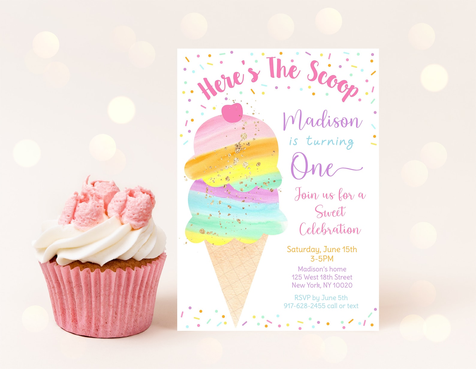 Editable Here's the Scoop Birthday Invitation Ice Cream - Etsy