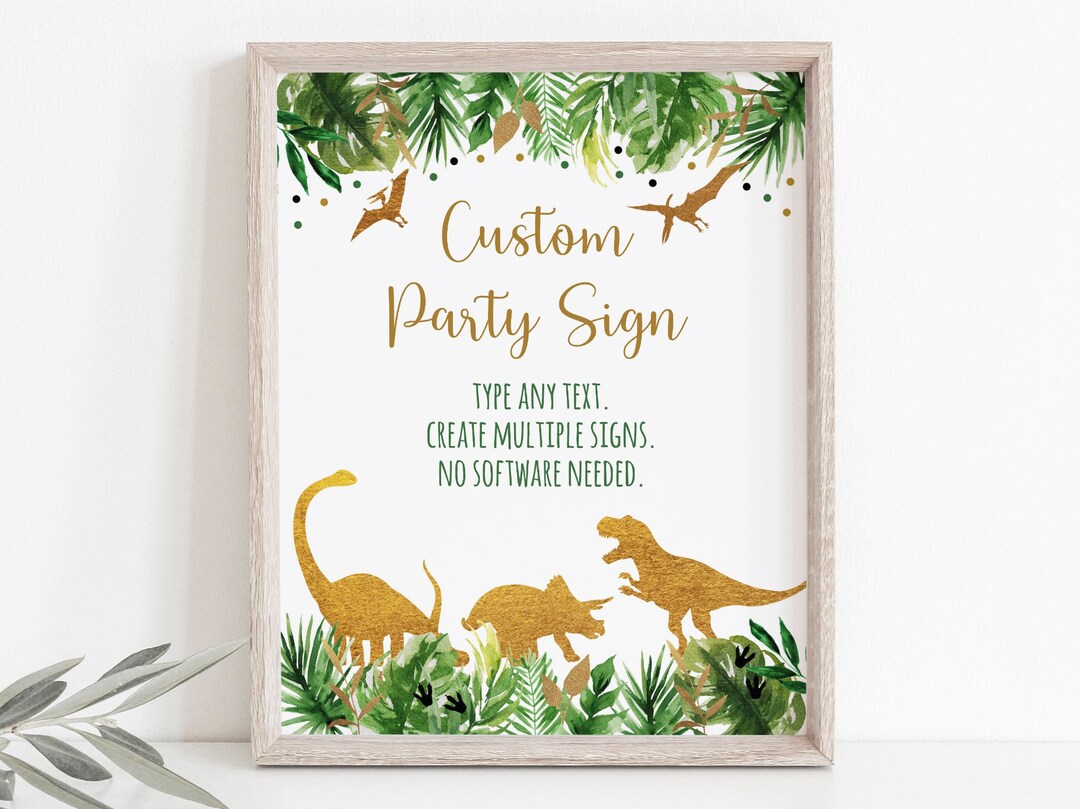Editable Dinosaur Birthday Sign Dinosaur Safari Gold - Etsy