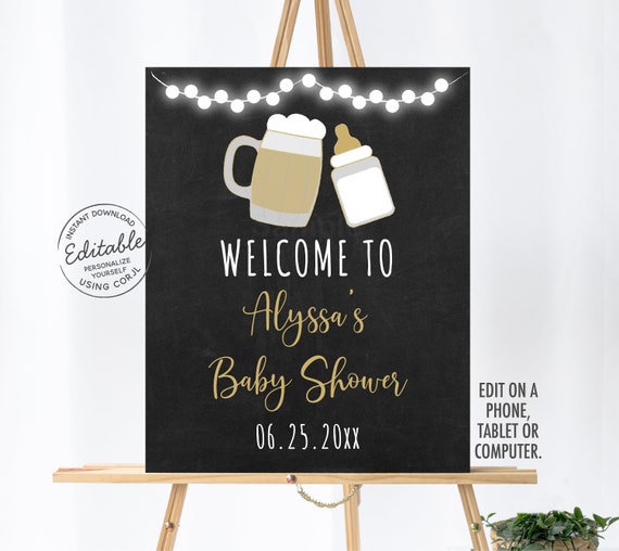 EDITABLE Baby Is Brewing Welcome Sign Baby Is Brewing Shower Beer Baby ...