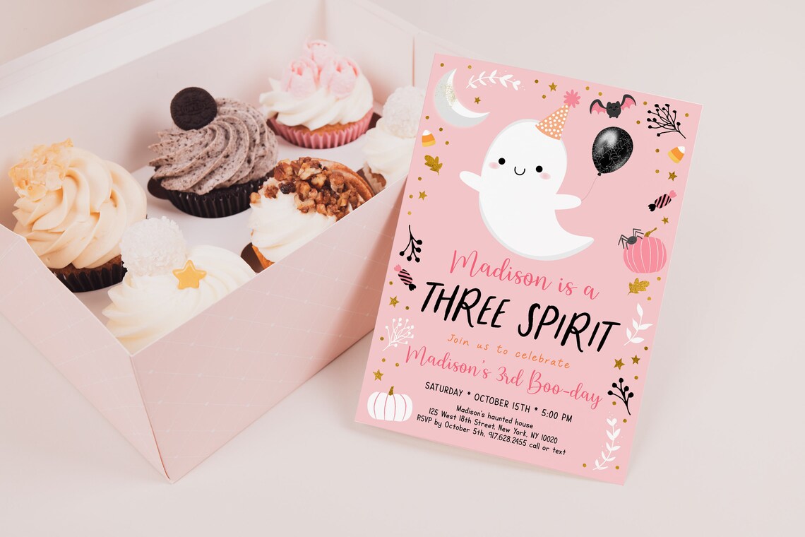 Editable Three Spirit Ghost Birthday Invitation Halloween - Etsy