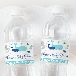 Editable Blue Under the Sea Water Bottle Labels Under the Sea Baby ...