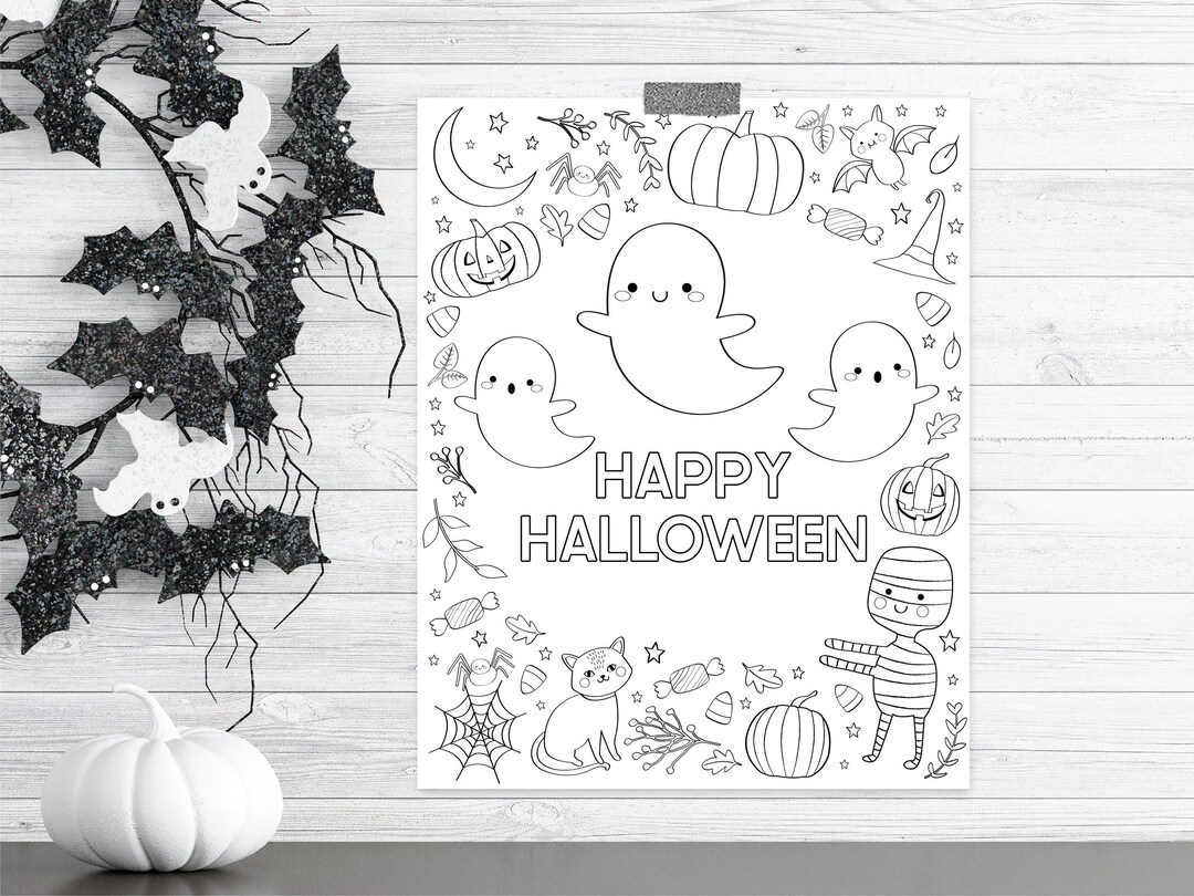 Spooky Cute Halloween Coloring Page Halloween Party Activity Ghost ...