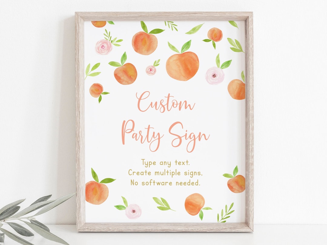 Editable Peach Birthday Sign Sweet as A Peach First Birthday Sign ...