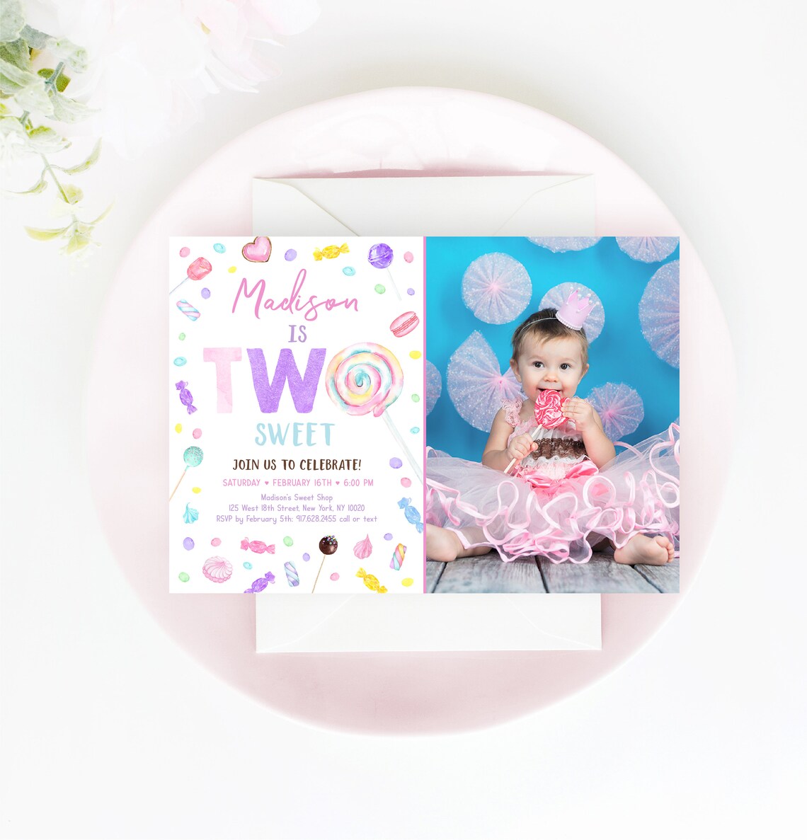 Editable TWO Sweet Birthday Invitation Two Sweet Birthday | Etsy