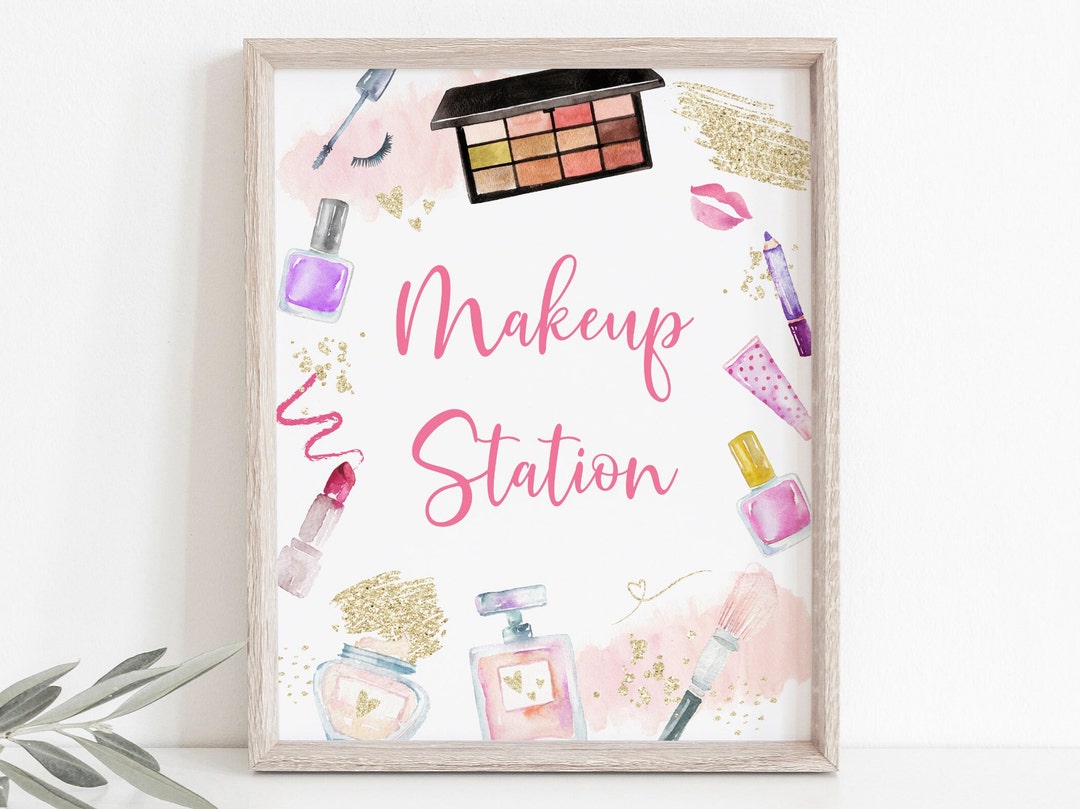 Makeup Station Party Sign Spa Party Sign Tween Girl Glitz & Glam ...