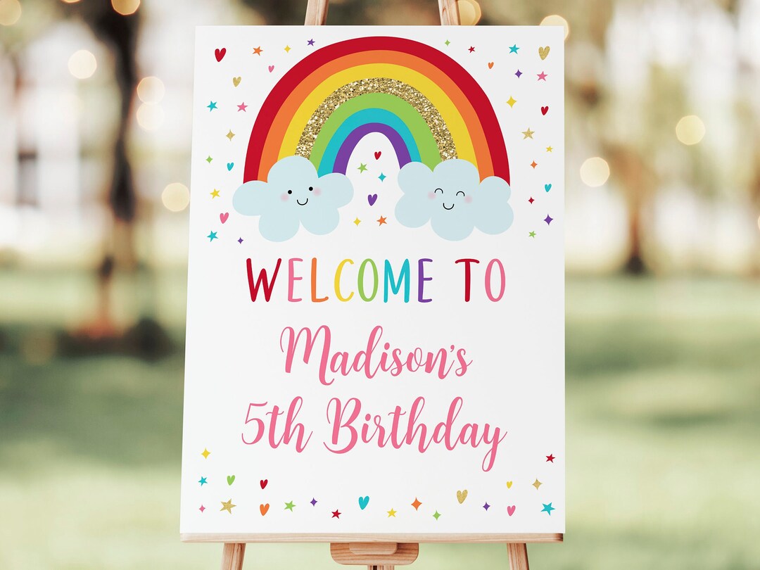 Editable Rainbow Welcome Sign Rainbow Birthday Girls Rainbow - Etsy