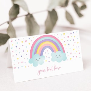 Editable Rainbow Tent Cards Food Labels Place Cards Girls Rainbow ...