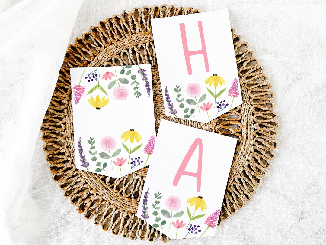 Editable Wildflower Birthday Banner Little Wildflower Birthday Flower ...