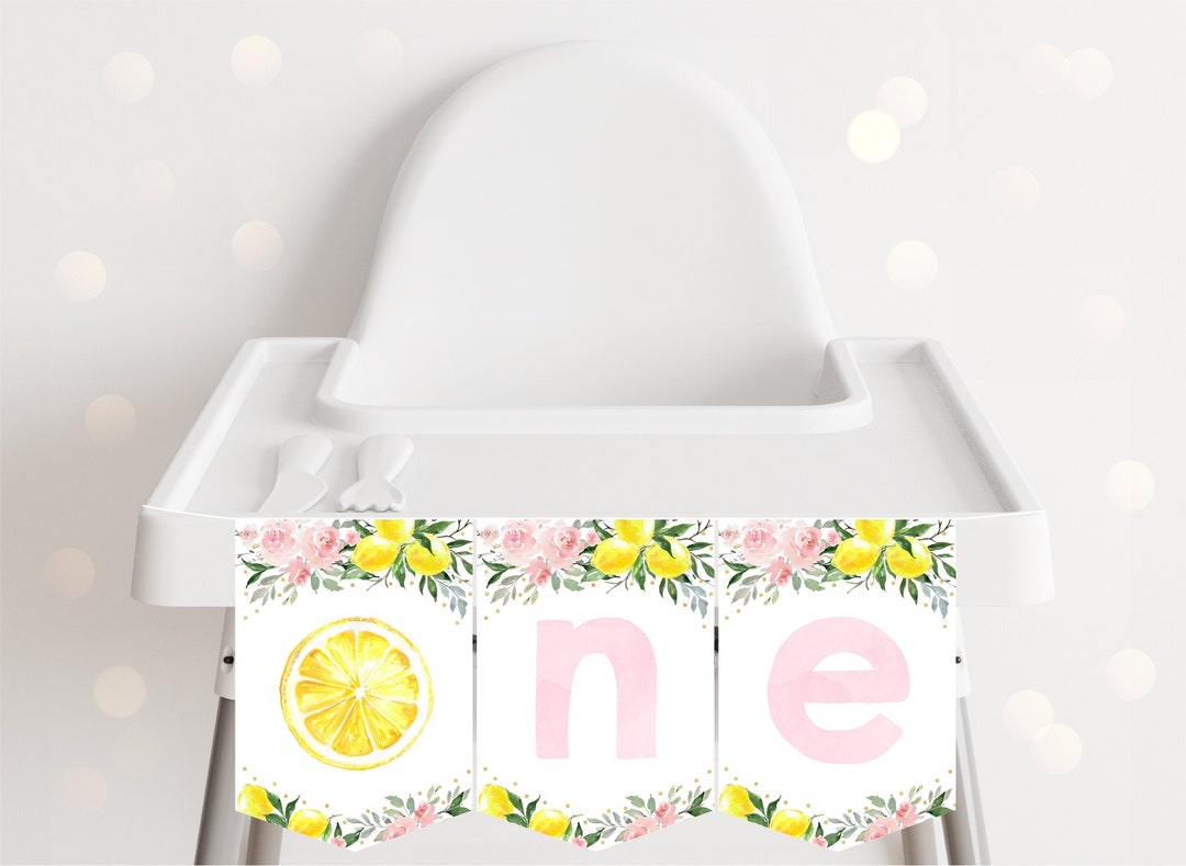 Lemonade ONE High Chair Banner Sunshine Lemonade and Fun Pink Lemonade ...