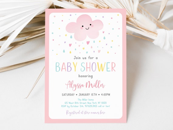 Invitaciones Para Baby Shower Con Nubes Y Paraguas Las Mejores