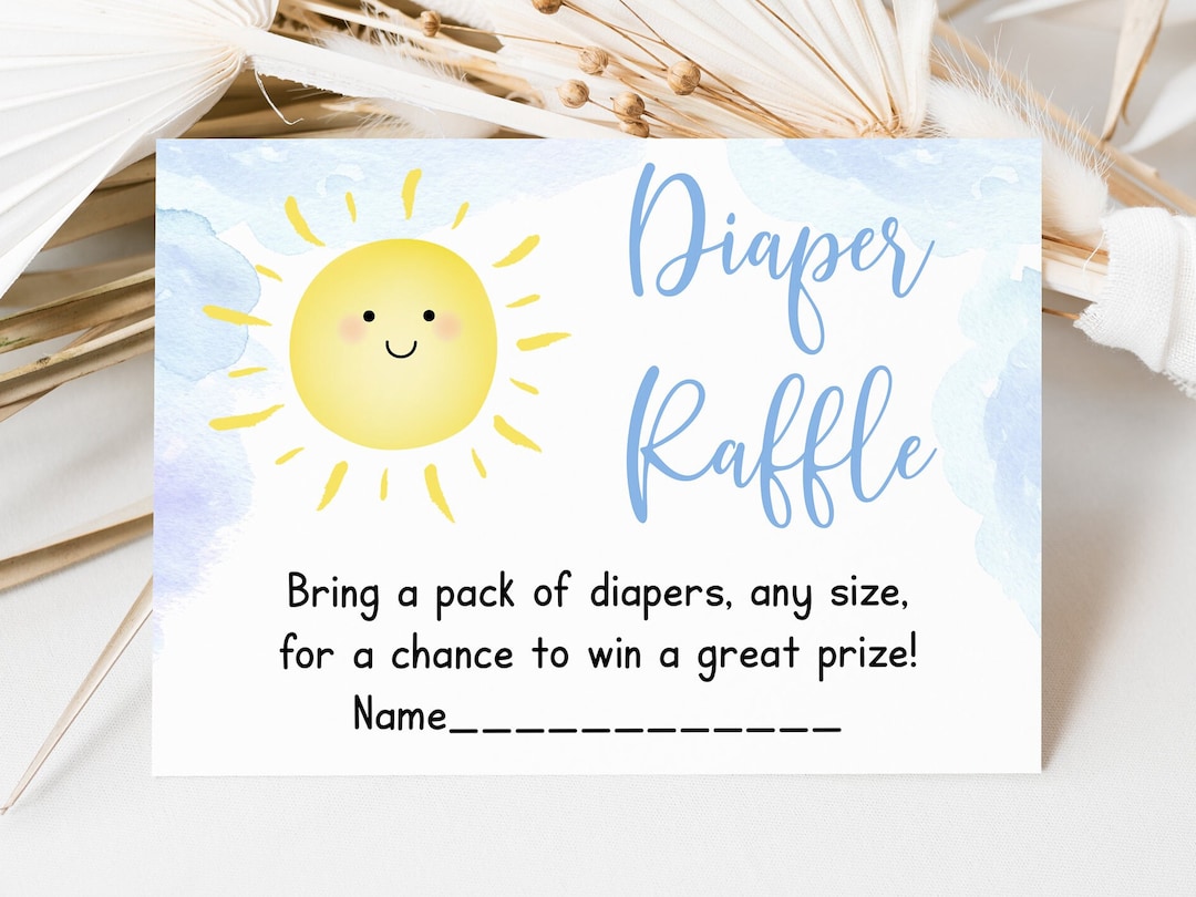 Sunshine Baby Shower Diaper Raffle Card Here Comes the Son Sunshine ...