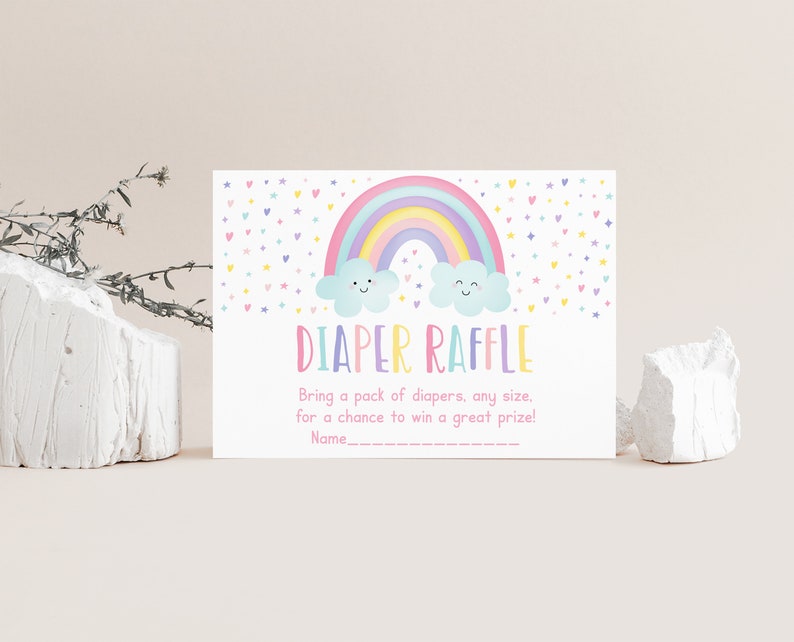 Cute Rainbow Raffle Cards Rainbow Baby Shower Pastel Rainbow | Etsy