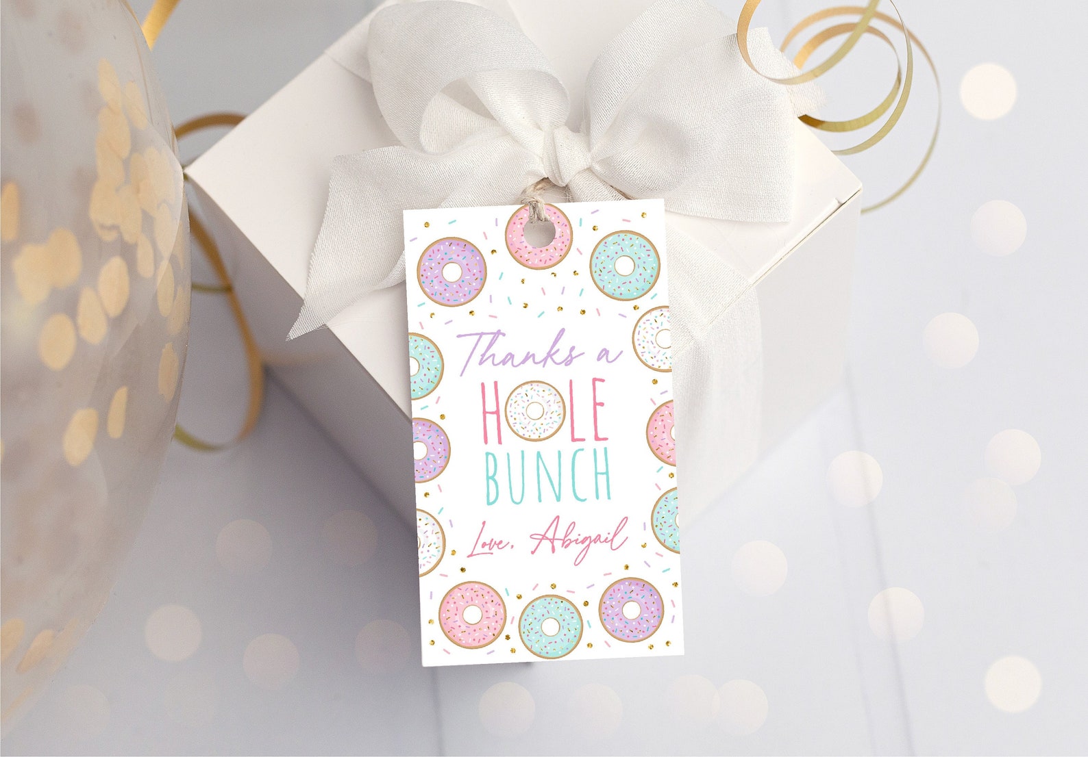 Editable Donut Birthday Thank You Tags Donut Party Favor - Etsy