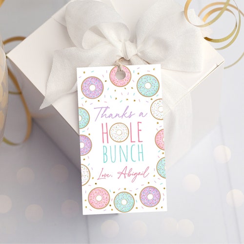 Editable Donut Birthday Thank You Tags Donut Party Favor - Etsy