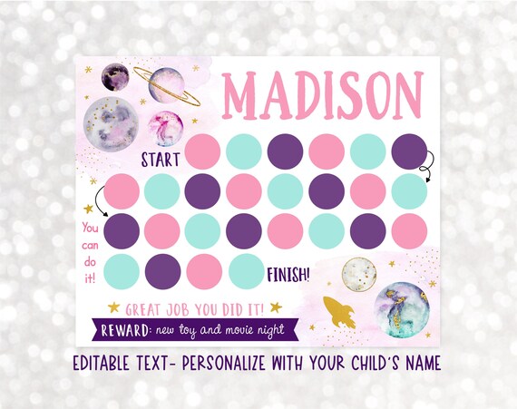 Editable Space Reward Chart Galaxy Planets Sticker Chart | Etsy