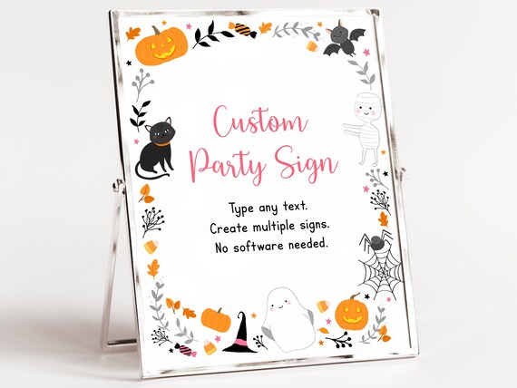 Editable Halloween Party Sign Halloween Birthday Girl Halloween Bash ...