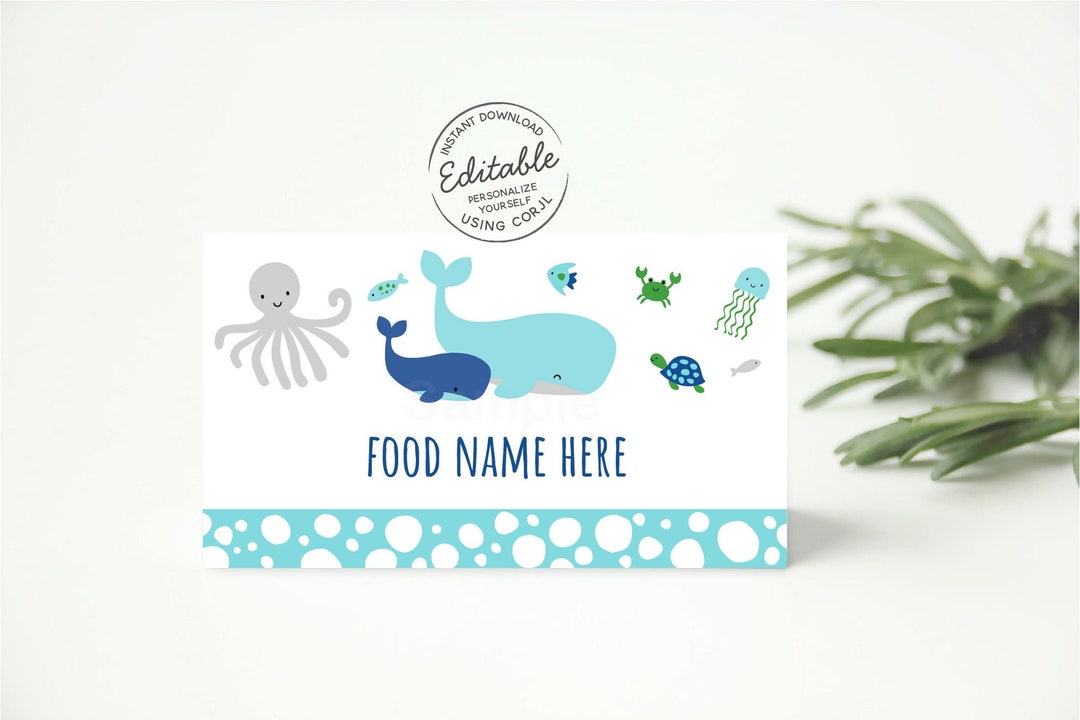 EDITABLE Under the Sea Tent Cards Food Labels Blue Under the - Etsy
