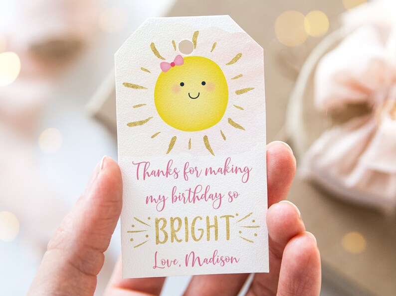 Editable Sunshine Birthday Thank You Tags Favor Tags Thanks for Making ...