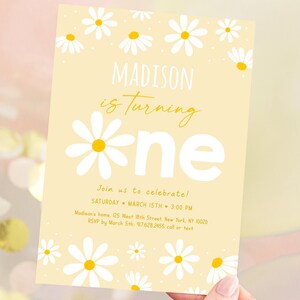 Daisy First Birthday Invitation Retro Daisy Birthday Invite - Etsy