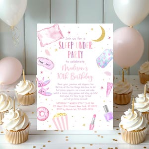 Editable Sleep Under Party Birthday Invitation, Sleep Under Birthday ...