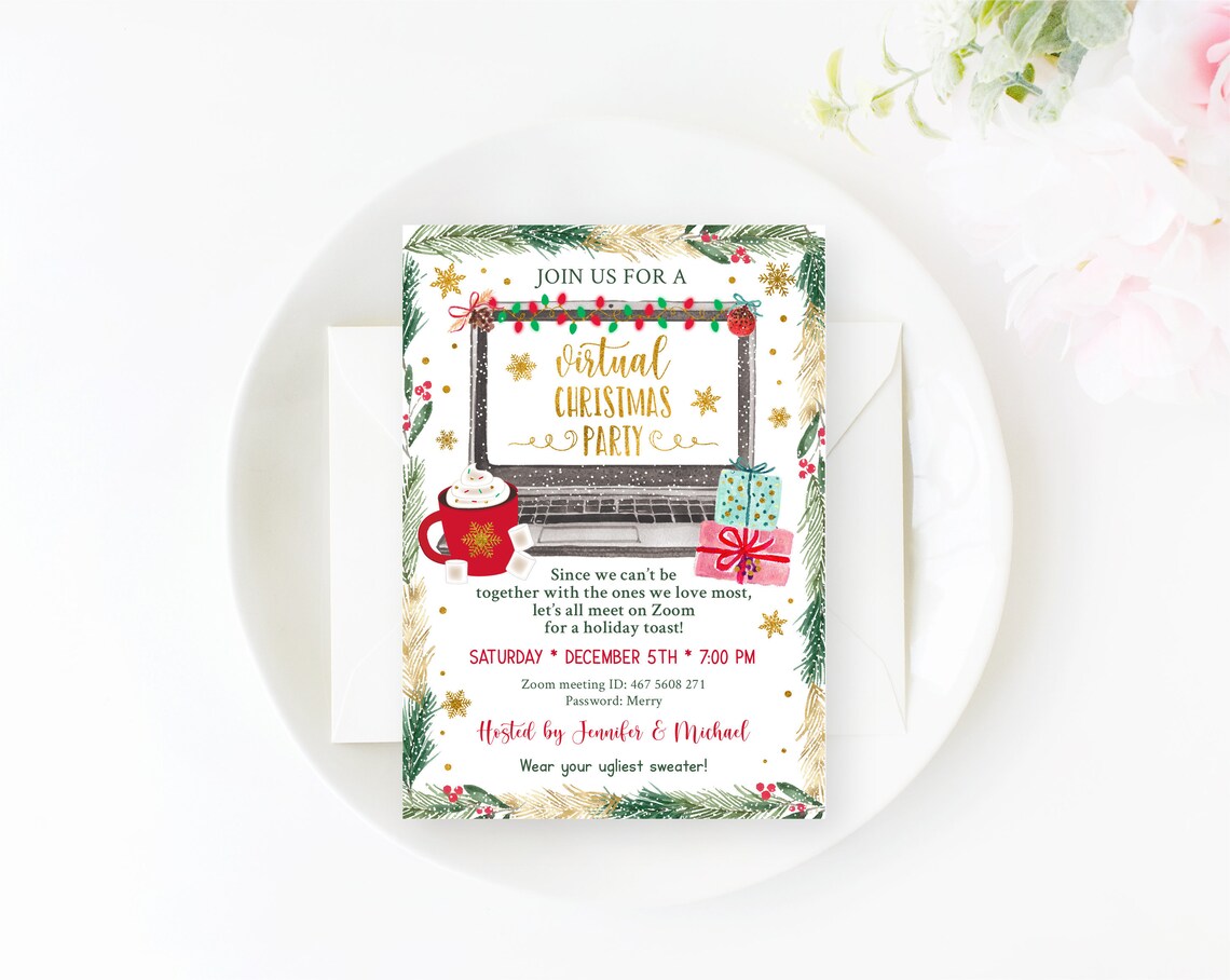 Editable Virtual Christmas Party Invitation Christmas Toast - Etsy