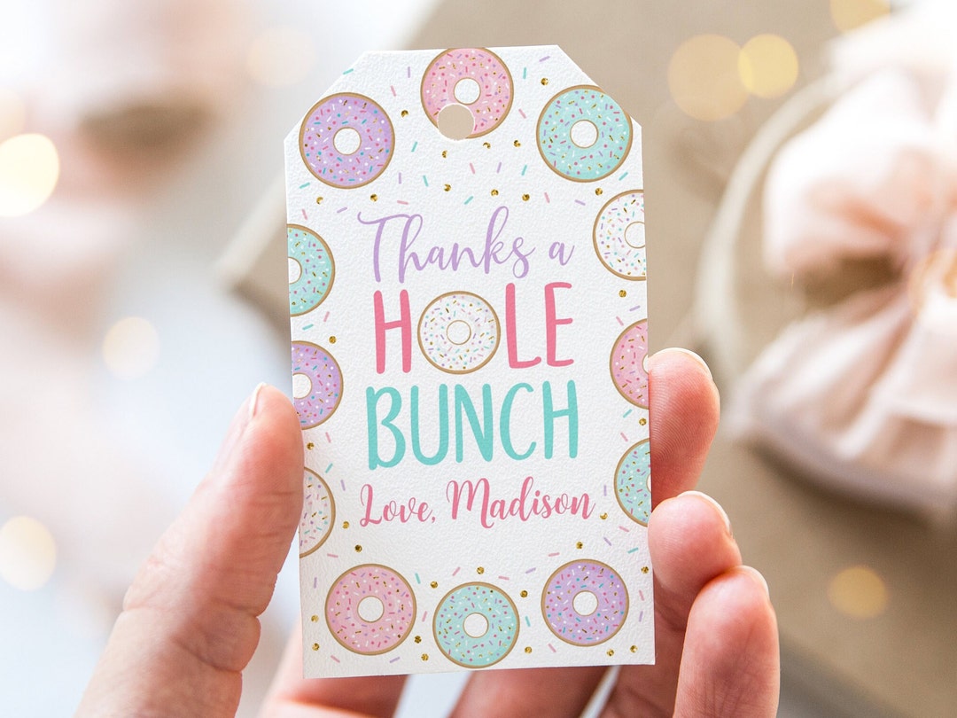 Editable Donut Birthday Thank You Tags, Donut Party Favor Tags, Thanks ...