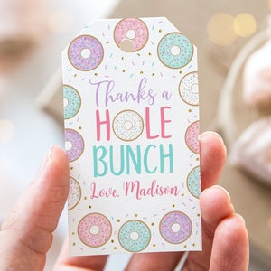 Editable Donut Birthday Thank You Tags, Donut Party Favor Tags, Thanks ...