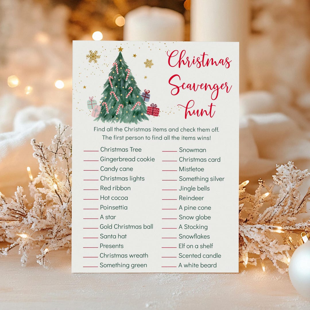 Editable Christmas Scavenger Hunt Game, Family Christmas Game, Office ...