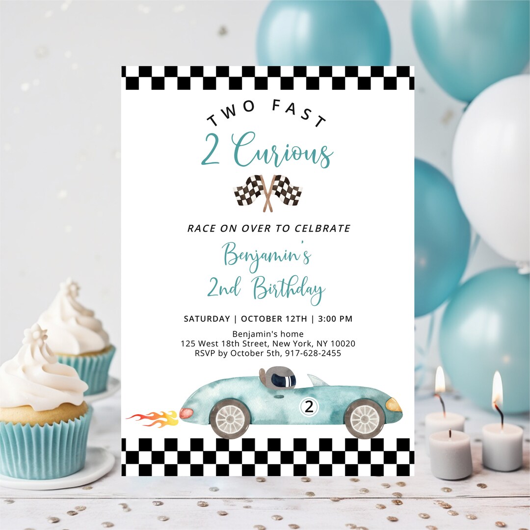 Editable Two Fast Birthday Invitation Race Car Birthday Invite 2 ...