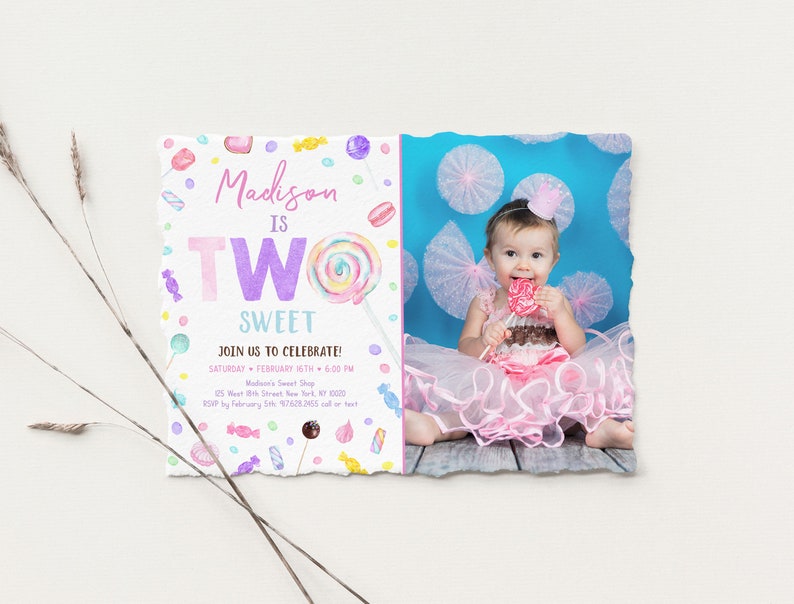 Editable TWO Sweet Birthday Invitation Two Sweet Birthday | Etsy