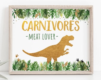Dinosaur Food Table Signs, Custom Menu Labels, Carnivores and ...