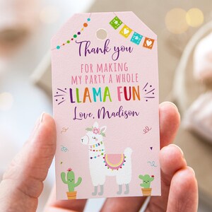 Editable Llama Birthday Favor Tags, Thank You Tags, Whole Llama Fun ...