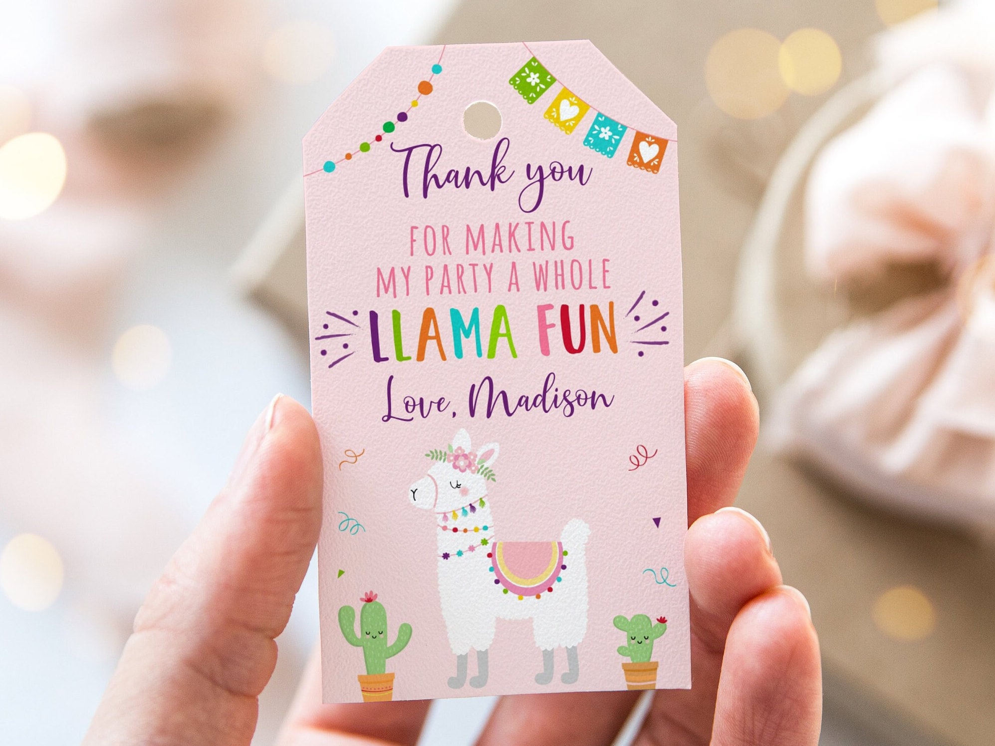Editable Llama Birthday Favor Tags, Thank You Tags, Whole Llama Fun ...