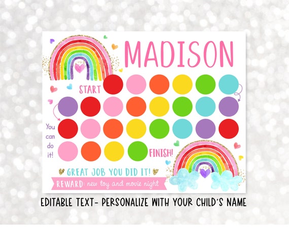 Editable Rainbow Reward Chart, Rainbow Sticker Chart, Rainbow Hearts ...
