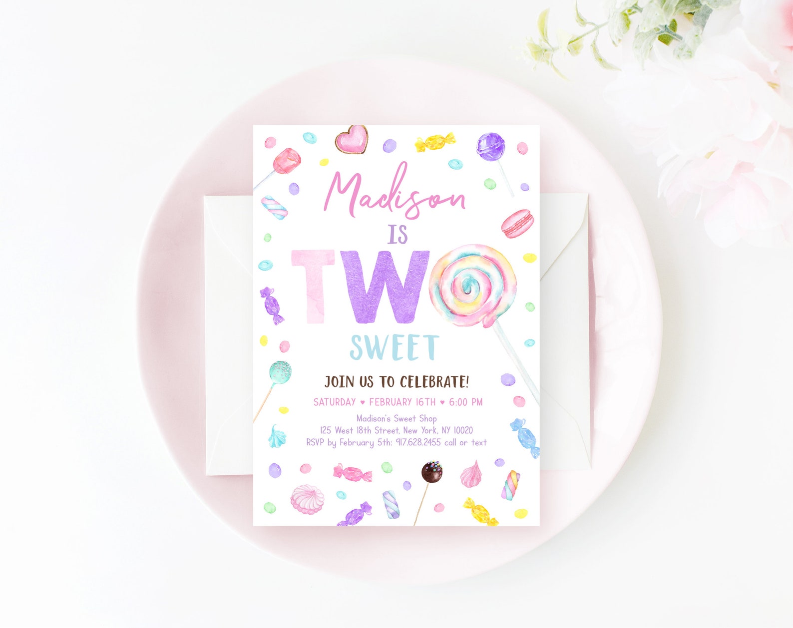 Editable TWO Sweet Birthday Invitation Two Sweet Birthday | Etsy
