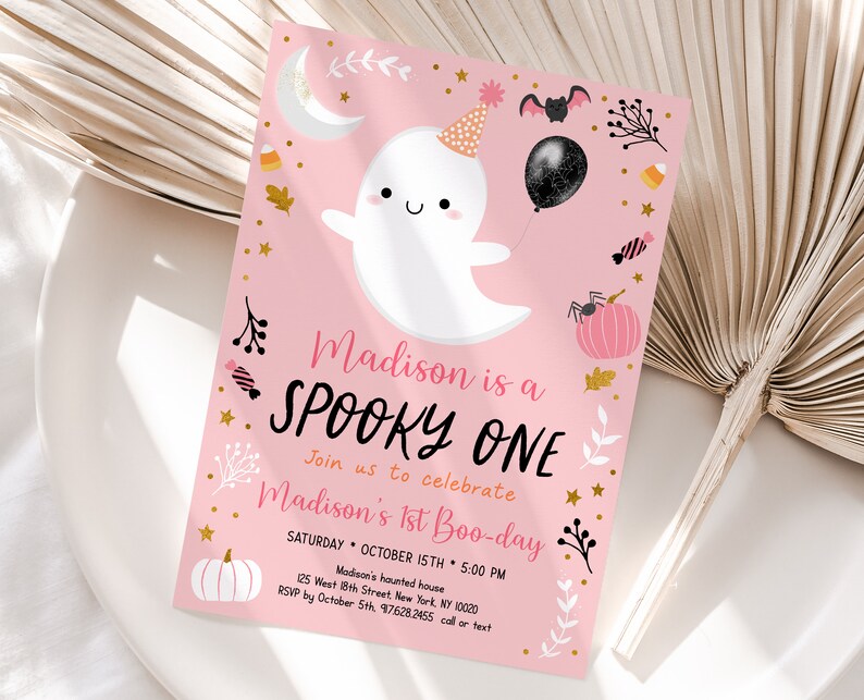 Editable Spooky One Ghost Birthday Invitation Halloween Ghost - Etsy