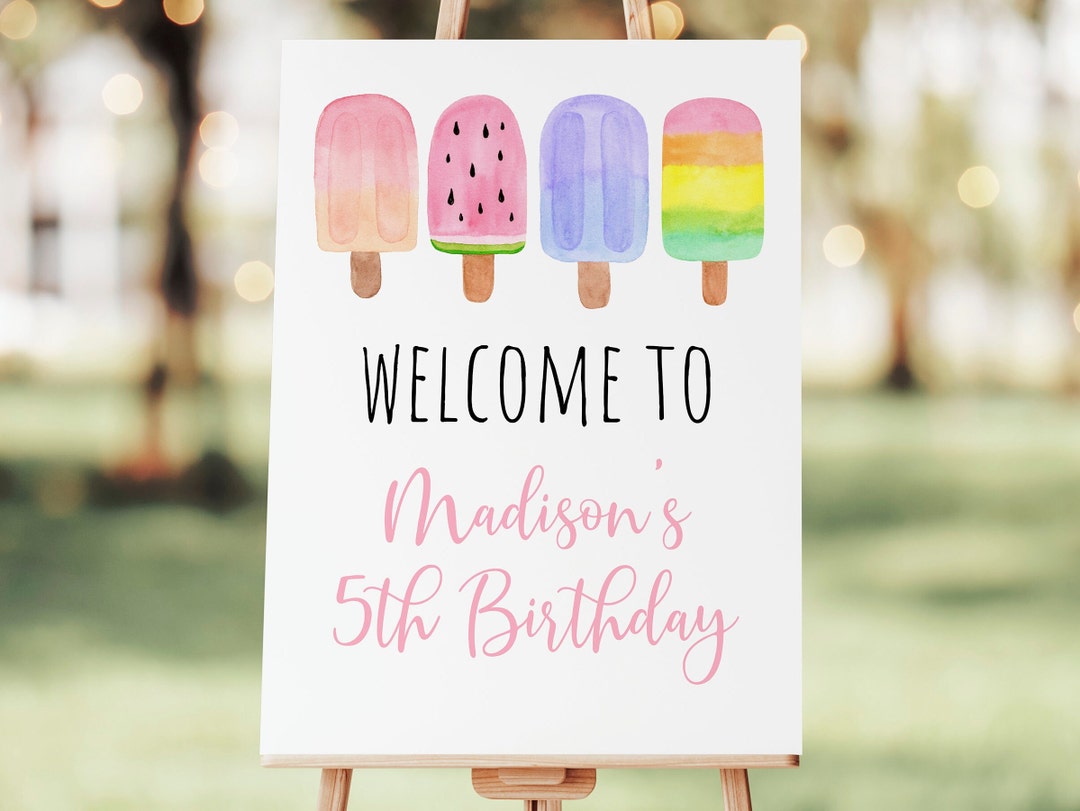 Editable Popsicle Birthday Welcome Sign Popsicle Party Pop on Over ...