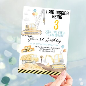 Editable Construction Birthday Party Bundle Digging Being 3 - Etsy