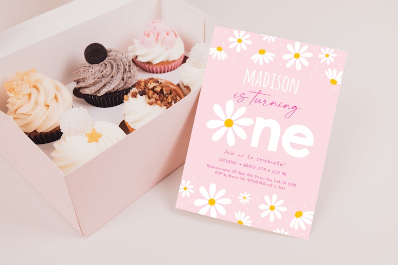 Daisy First Birthday Invitation Retro Daisy Birthday Invite - Etsy