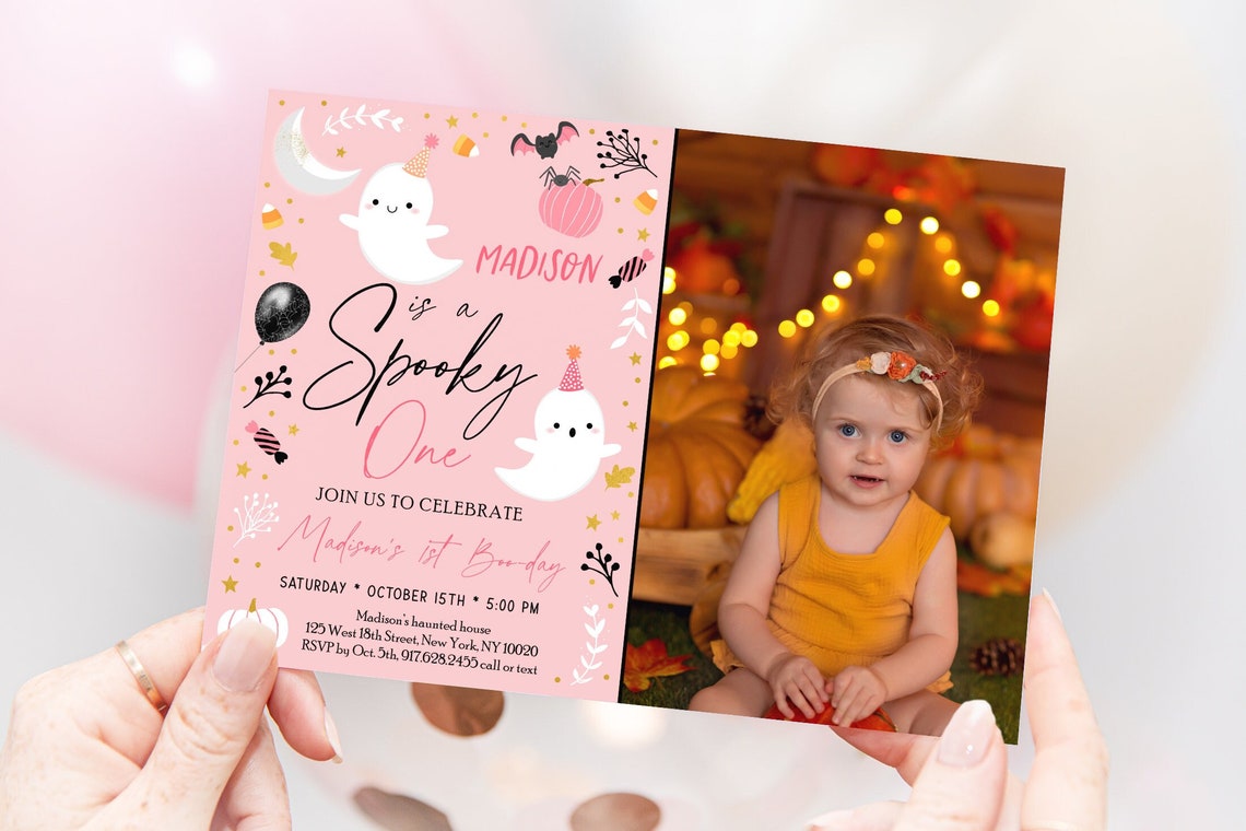 Editable Spooky One Ghost Birthday Invitation Halloween Ghost - Etsy