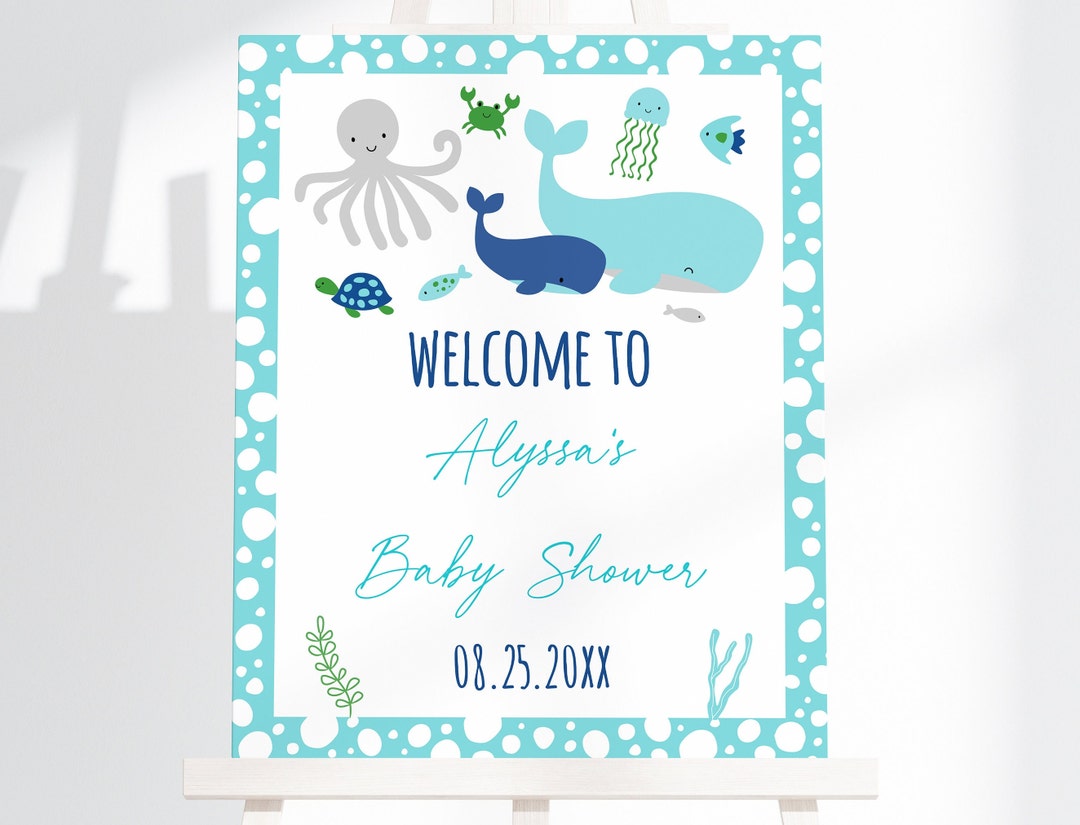 Editable Blue Under the Sea Welcome Sign Under the Sea Baby - Etsy