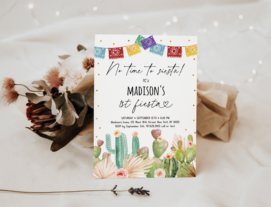 Editable First Fiesta Birthday Invitation Boho Fiesta Birthday - Etsy