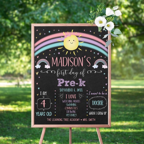 Editable First Day of Pre-k Sign First Day of Pre-kindergarten - Etsy