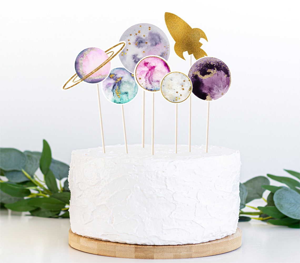Galaxy Birthday Centerpiece Cake Toppers Cut Outs Outer Space - Etsy