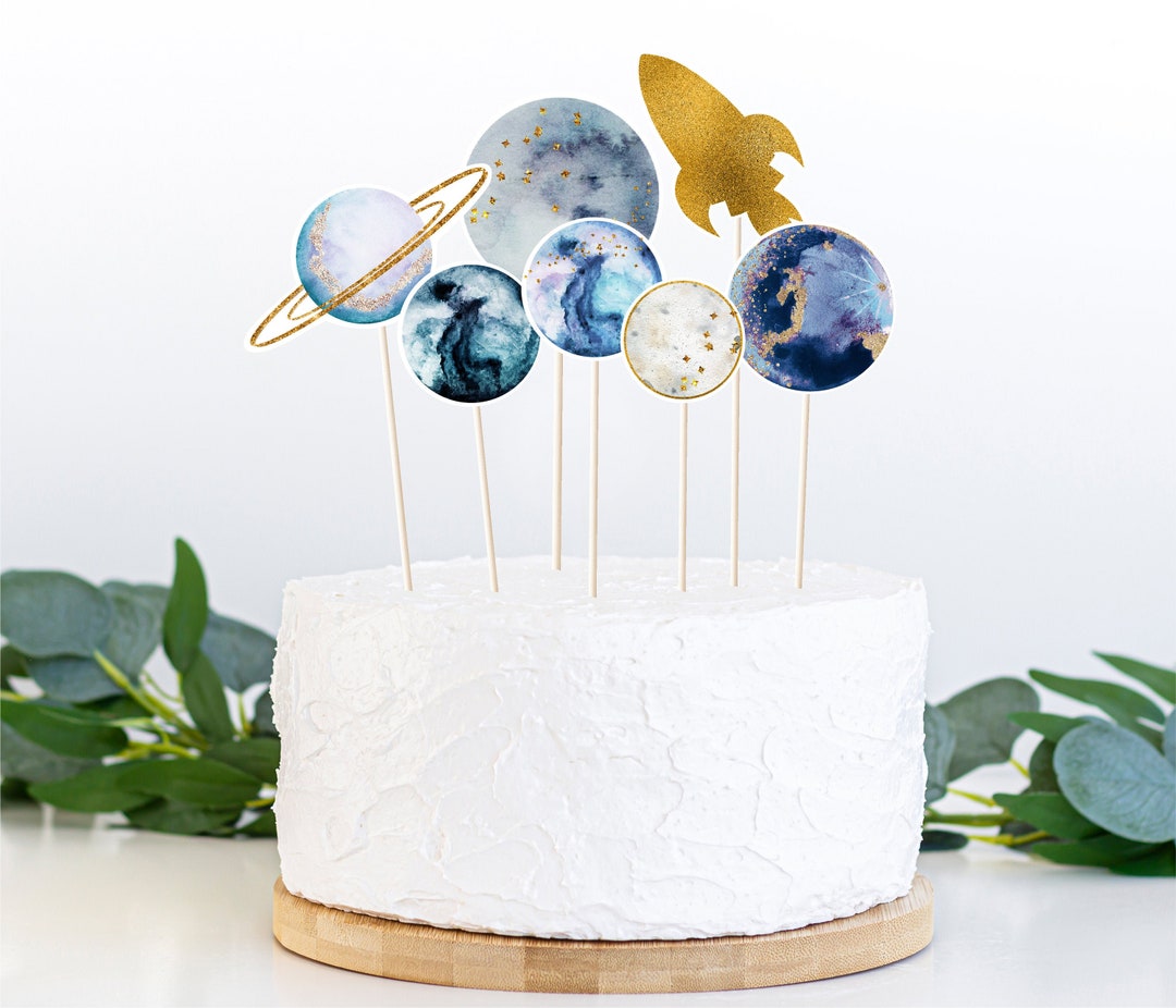 Galaxy Birthday Centerpiece Cake Toppers Cut Outs Outer Space Party ...