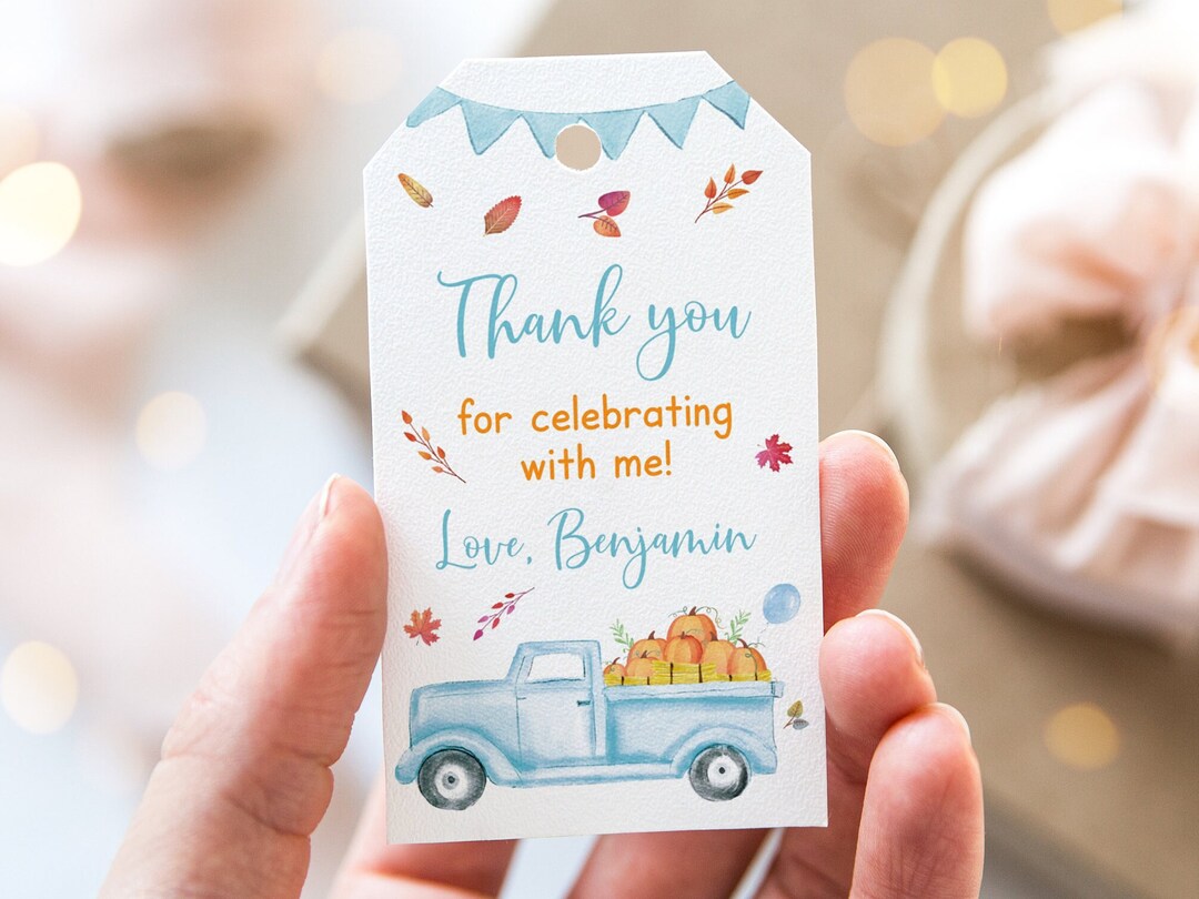 Editable Pumpkin Thank You Tags Favor Tags Pumpkin Birthday Fall ...
