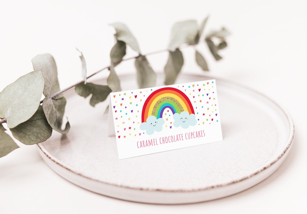 Editable Rainbow Tent Cards Food Labels Place Cards Girls - Etsy