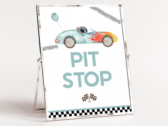 Race Car Pit Stop Birthday Sign Food Sign Two Fast Birthday Racing ...