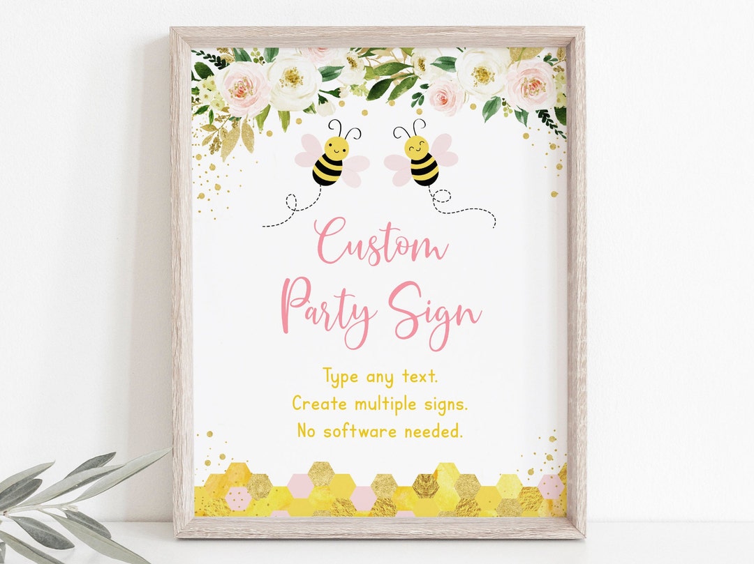 Editable Bee Birthday Party Sign Table Sign Little Honey Bee First Bee ...