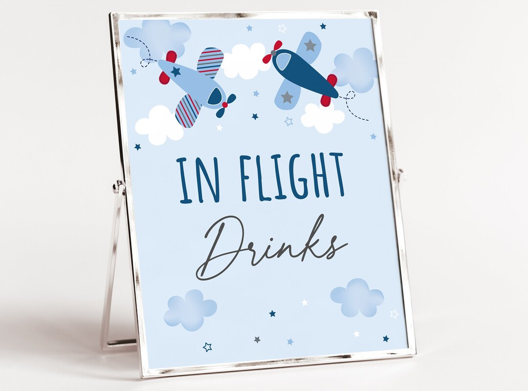 Airplane in Flight Drinks Sign Airplane Birthday Airplane - Etsy